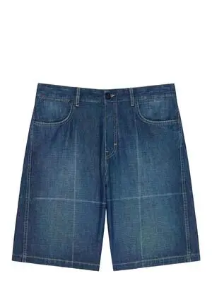 Givenchy Couture Seam Bermuda Shorts In Denim With Folded Effect - Blue