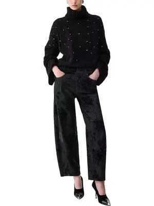 Liu Jo Cable-knit Turtleneck With Rhinestones Black