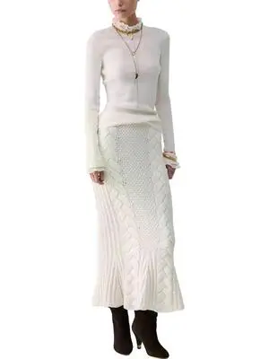 Liu Jo Wool Turtleneck With Ruffles - Neutrals