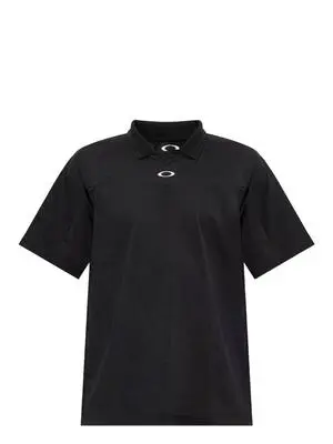 Oakley Logo-embroidered Polo-collar T-shirt - Black