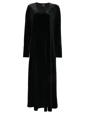 Marina Rinaldi Velvet V-neck Maxi Dress - Black