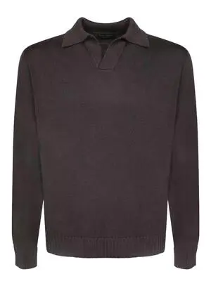 DELL'OGLIO Polo-collar Knitted Sweater - Brown
