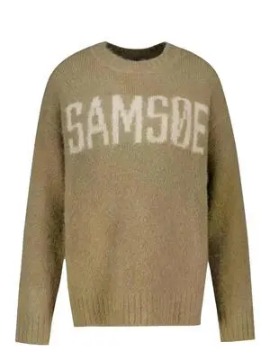SAMSOE SAMSOE Sajeanne Logo-intarsia Sweater - Neutrals