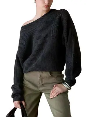 Liu Jo Wool Sweater With Embroidery - Grey