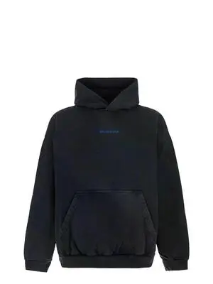 Balenciaga Logo-embroidered Hoodie - Black
