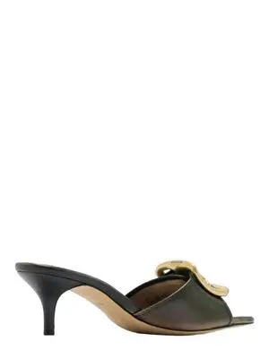 COACH Margot Buckle-detail Leather Sandals Black