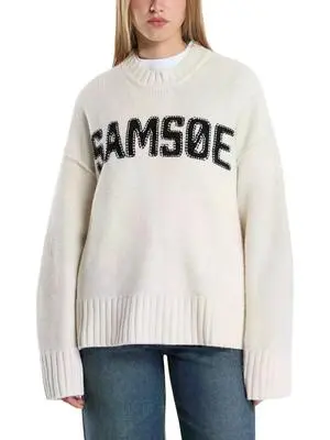 Samsøe Samsøe Sakeiku Logo-appliqué Knitted Sweater - Neutrals
