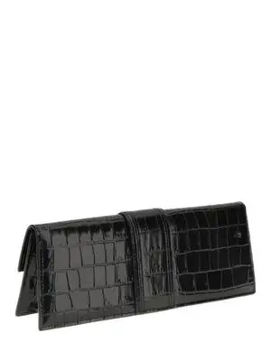 Jacquemus Le Bambino Croc-effect Leather Clutch Bag Black
