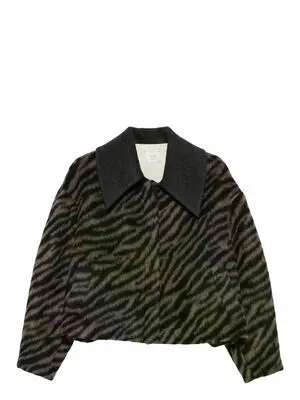 ALYSI Tiger-print Pointed-collar Jacket
