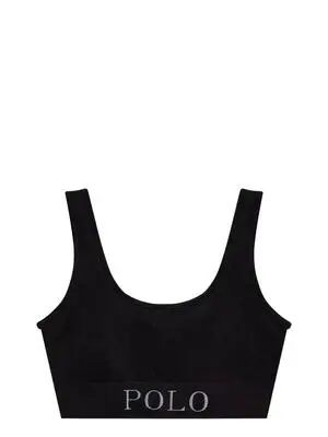 Polo Ralph Lauren Logo-print Ribbed Bra - Black
