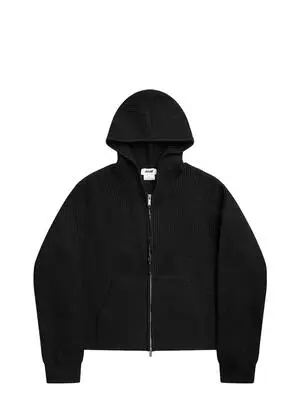 ALIS Ribbed-knit Hoodie - Black