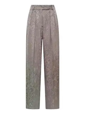 Malìparmi Damask-jacquard Straight-leg Trousers - Grey