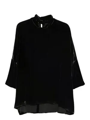 GENTRYPORTOFINO Velvet Blouse - Black