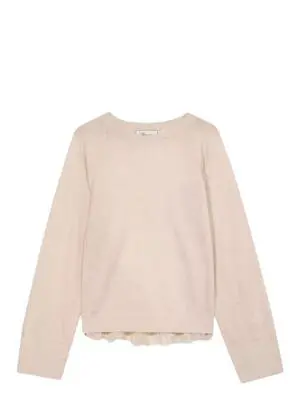 Blumarine Lace-panelled Pleated-back Sweater - Neutrals