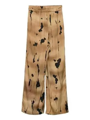 GENTRYPORTOFINO Abstract-print Elasticated-waist Palazzo Pants - Neutrals