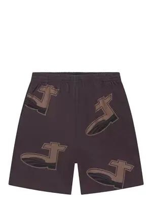 DENIM TEARS Graphic-print Mesh Shorts - Brown