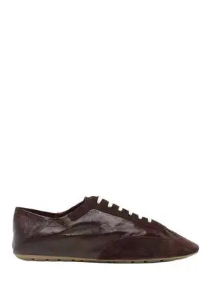Saint Laurent Lewis Suede-panelled Leather Sneakers - Red