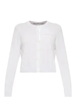 Alexander Wang Crystal Logo Cardigan - White