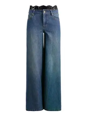 Alice + Olivia Ian Lace-waistband Jeans - Blue