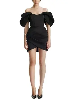 BENEDETTO Off-shoulder Puff-sleeve Mini Dress