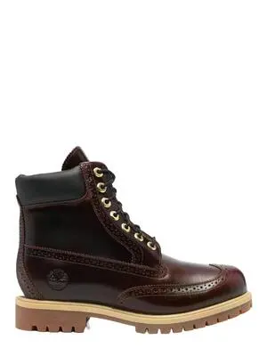 Timberland Brogue-detail Leather Boots - Red
