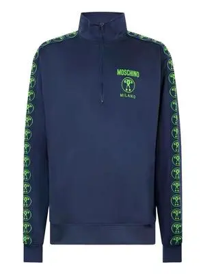 Moschino Logo-embroidered Half-zip Sweatshirt - Blue