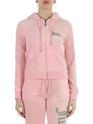 Juicy Couture Rhinestone-logo Zip-up Hoodie - Pink