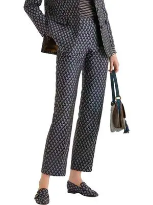 Malìparmi Geometric-jacquard Flared Trousers - Blue