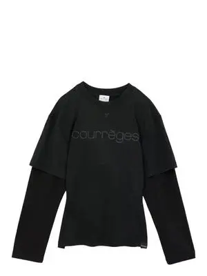 COURREGES Logo-print Layered T-shirt Black