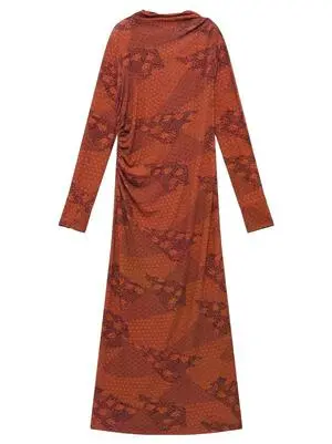 Malìparmi Mosaic-motif Draped Midi Dress - Red
