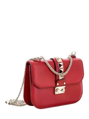 VALENTINO Glam Lock Leather Small Shoulder Bag