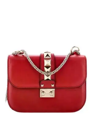 Valentino Garavani Glam Lock Leather Small Shoulder Bag - Red