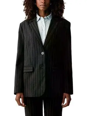 TWINSET Pinstripe Sequin-embellished Blazer - Black