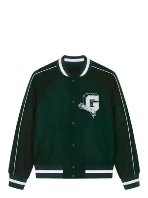 Givenchy College Varsity Jacket In Wool Green
