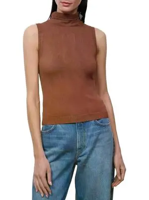 STAUD Montclair Sleeveless Roll-neck Tank Top