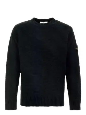 Stone Island Logo-patch Waffle-knit Sweater - Black