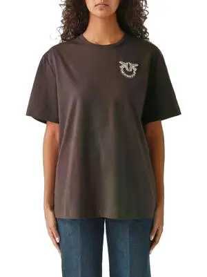 PINKO Love Birds Crystal-embellished T-shirt