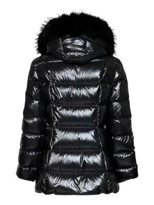Moncler Fulmar Hooded Faux-fur Trim Quilted Coat - Black