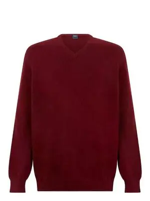 Fedeli V-neck Cashmere Sweater - Red