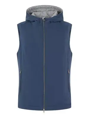 Fedeli Hooded Zip-up Gilet - Blue