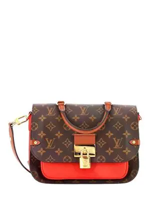 LOUIS VUITTON Vaugirard Handbag Monogram Canvas With Leather Satchel Red