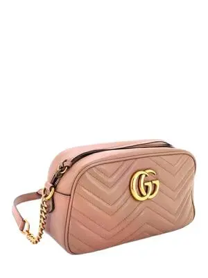 Gucci Gg Marmont Shoulder Bag Matelasse Leather Small Crossbody Bag - Neutrals