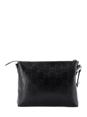 GUCCI Convertible Messenger Bag Gg Embossed Perforated Leather Medium Clutch Bag