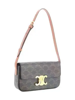 Celine Triomphe East-west Triomphe Coated Canvas Shoulder Bag - Brown