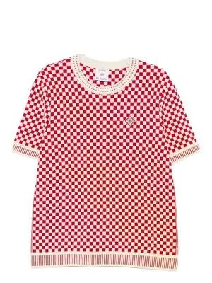 Casablanca Checkerboard-knit Logo-patch Sweater - Red