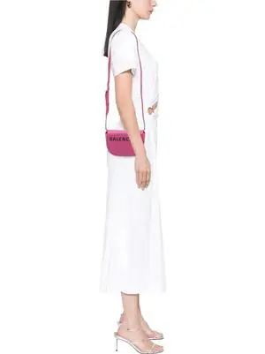 Balenciaga 2019 Grained Calfskin Logo Ville Day Xs Crossbody Bag - Pink