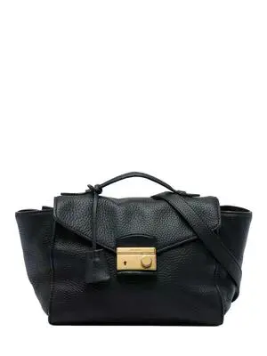 Prada 2013-2026 Vitello Daino Soundlock Satchel - Black