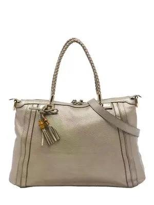 Gucci 2016-2026 Metallic Calfskin Bella Convertible Tote Satchel - Gold