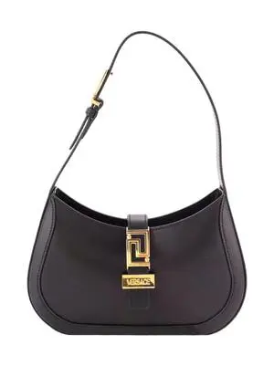 Versace Greca Goddess Hobo Bag Leather Small Shoulder Bag Black