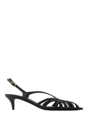 Balmain Caged Leather Sandals - Black